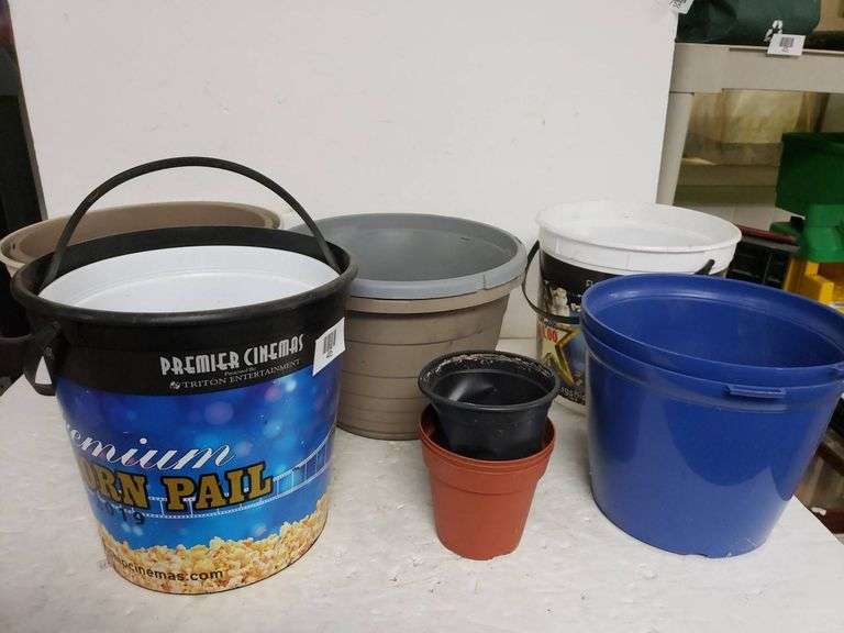 Assorted Plastic Buckets and Planters in Various Sizes - Trice Auctions