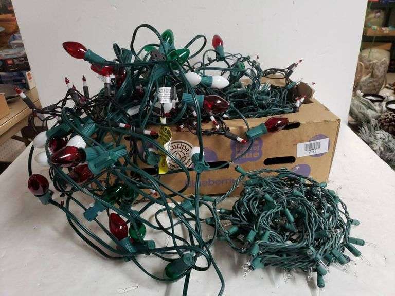 Assorted Christmas String Lights With Multi-Colored Bulbs and Green ...