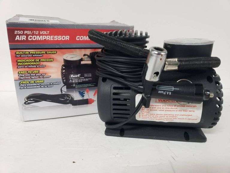 Fuel 250 PSI 12-Volt Air Compressor with Built-In Pressure Gauge - Trice Auctions
