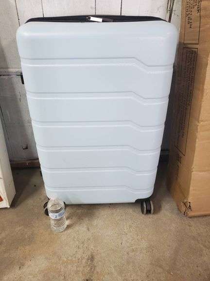 Light Blue Hard-Shell Suitcase with Wheels and Telescoping Handle ...