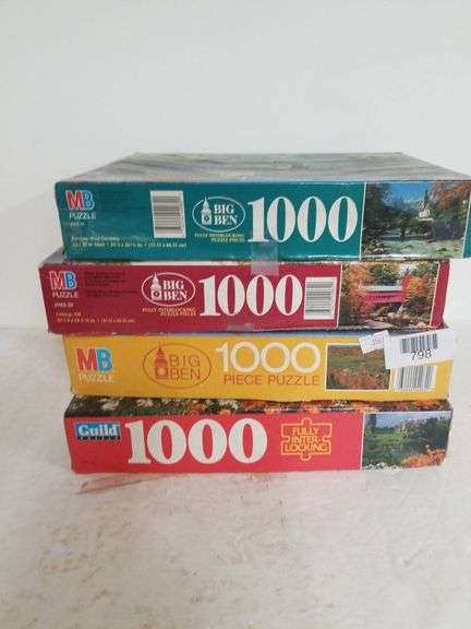 Lot of 4 1000-Piece Jigsaw Puzzles by MB and Guild - Trice Auctions