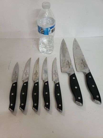 Set of Trusted Butcher Kitchen Knives with Black Handles - Trice Auctions
