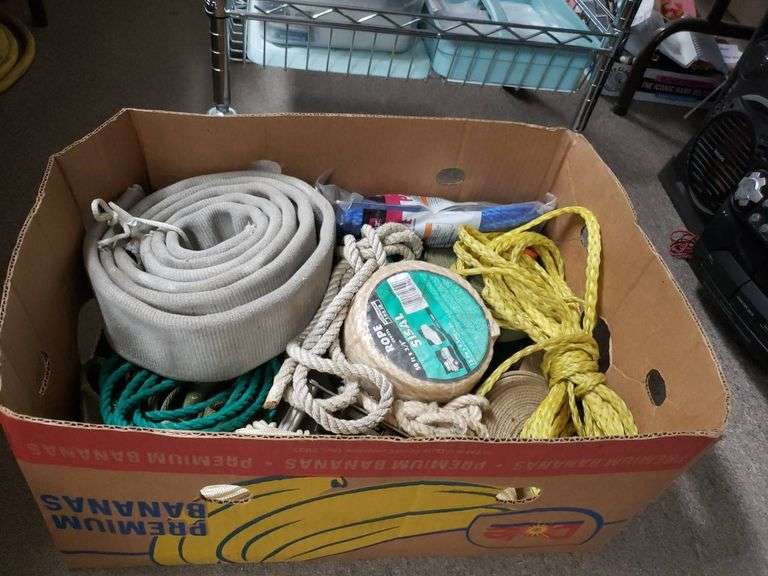 Assorted Ropes and Straps in Banana Box - Trice Auctions