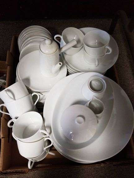 Set of Limoges France White Porcelain Dinnerware with Gold Accents ...