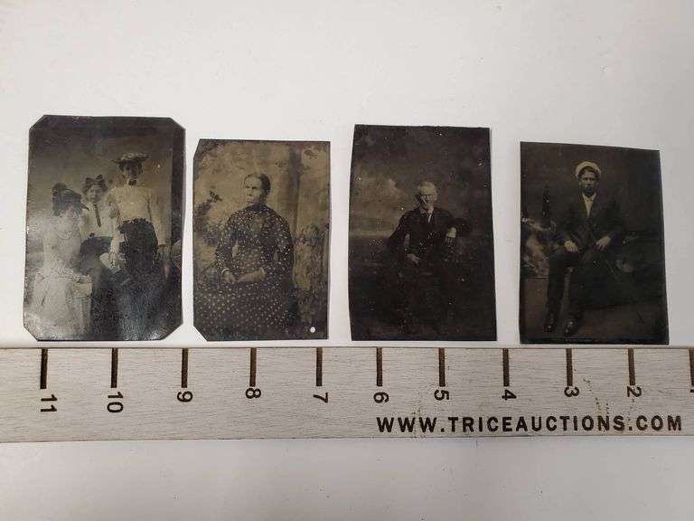 (4) Pictures on Metal Plates, 1 Inscription on Back - Trice Auctions