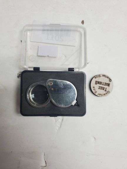Silver Metal Folding Jewelers Loupe With Case - Trice Auctions