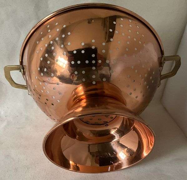 Copper & Brass Colander for use or decor - Trice Auctions