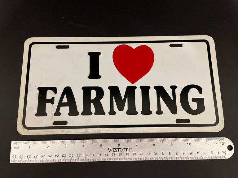 I Love Farming License Plate - Trice Auctions