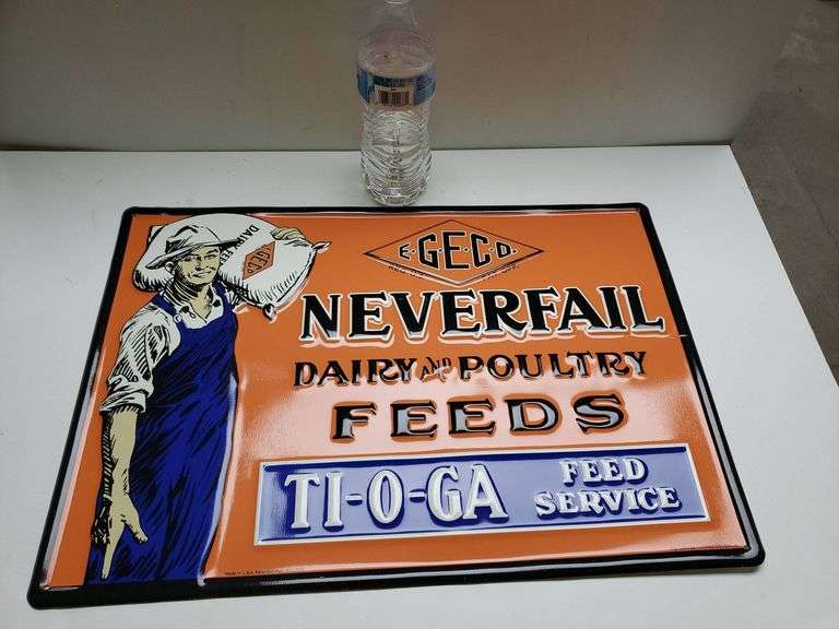 E.G.E.C.O. 14×20″ Dairy and Poultry Feeds Metal Sign- Reproduction ...