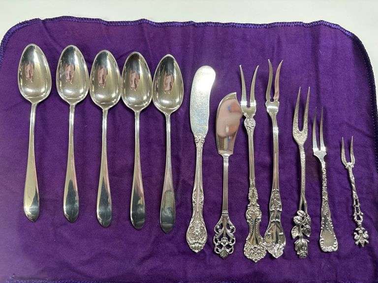 Sterling Silver Flatware Set Including Spoons, Forks, and Knife - Trice Auctions