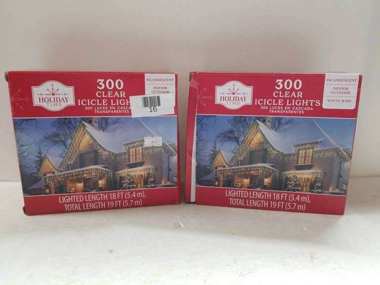 Holiday Time 300 Clear Icicle Lights with White Wire, 19 Ft Total ...