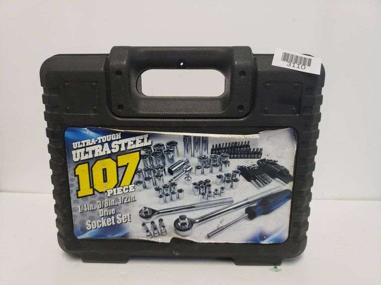 Ultra Steel 107 Piece Drive Socket Set with Carry Case - Trice Auctions