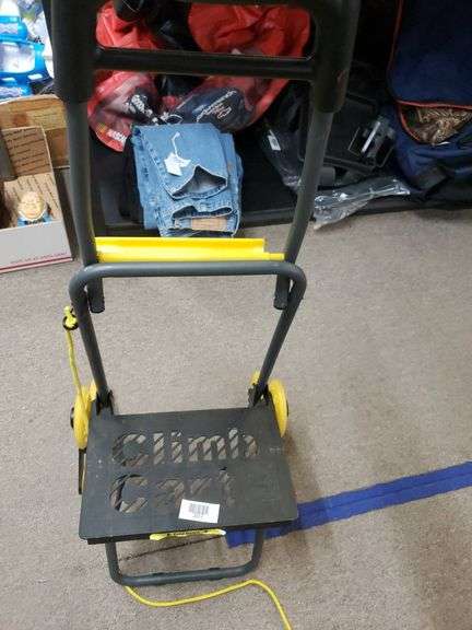 Collapsible Hand Cart with Yellow Wheels and Elastic Cords - Trice Auctions