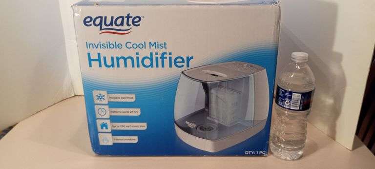 New In Box equate Invisible Cool Mist Humidifier - Trice Auctions