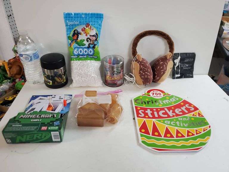 Assorted Toys, Craft Supplies, and Seasonal Items Including Perler Beads and Ear Muffs - Trice ...