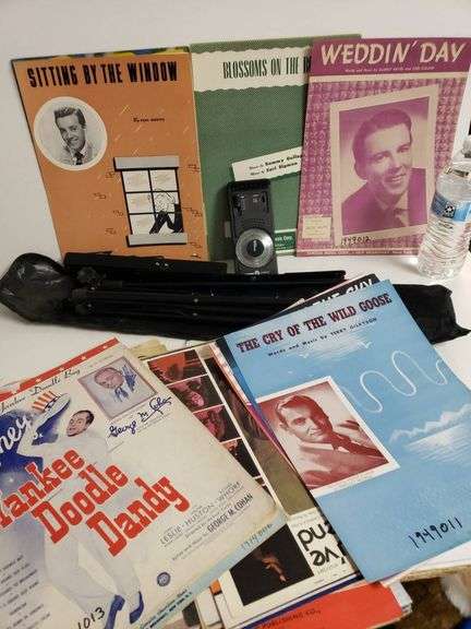 Music Lot with Sheet Music, Sabine Metronome, and Stand - Trice Auctions