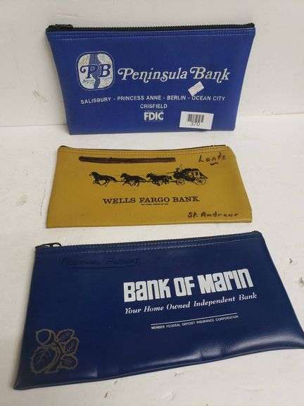 Set of 3 Bank-Themed Zippered Pouches from Various Institutions - Trice ...