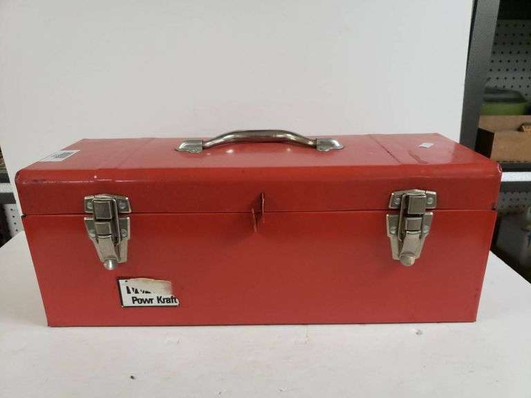 Red Metal Power Kraft Toolbox with Assorted Tools - Trice Auctions