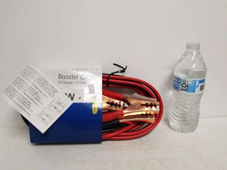 10-Gauge 12-Foot Booster Cables With Copper-Clad Clamps - Trice Auctions