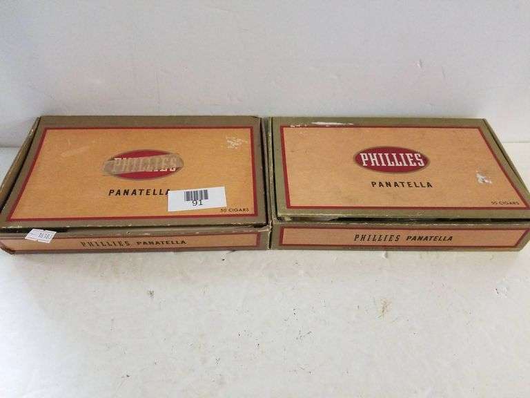 Two Phillies Panatella Boxes With Contents and Quick Saver Book - Trice ...