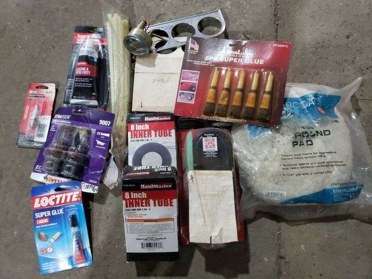 Collection of Inner Tubes, Adhesives, Ground Pad, and Miscellaneous Items - Trice Auctions