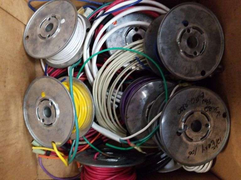 Assorted Spools of Multi-Colored Wires in Box - Trice Auctions