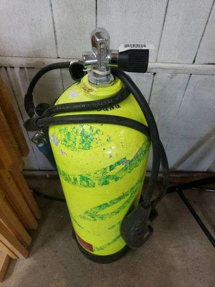 Yellow SCUBA Tank with Regulator and Hoses - Trice Auctions