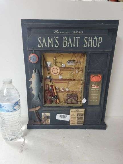 Sam’s Bait Shop Themed Wall Decor with 3D Fishing Elements - Trice Auctions
