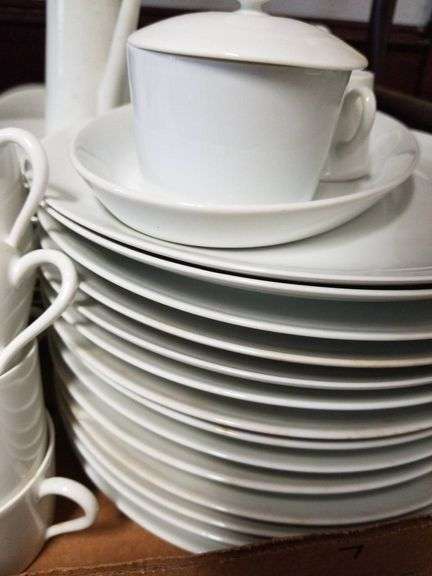 Set of Limoges France White Porcelain Dinnerware with Gold Accents ...