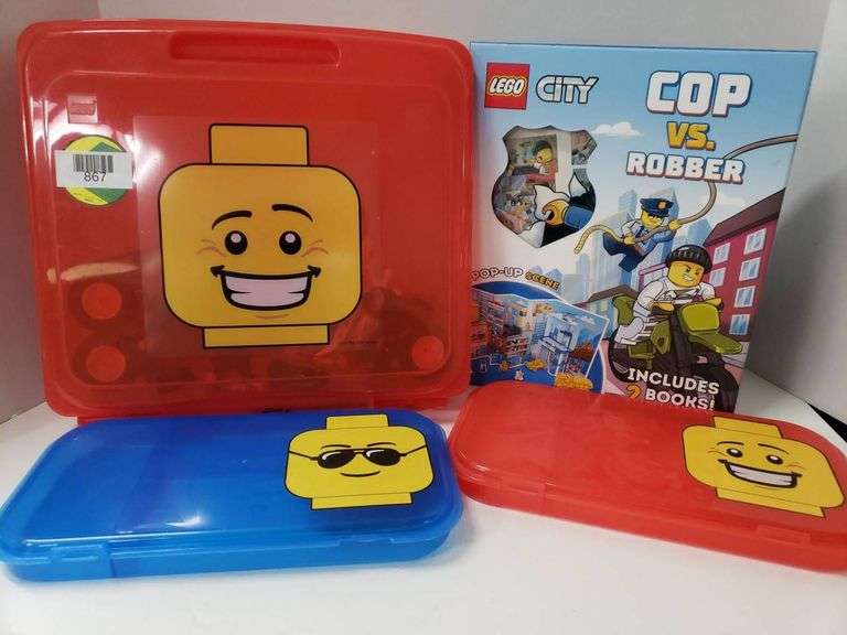 LEGO-Themed Case with Pieces and Books Including ‘Cop Vs. Robber ...