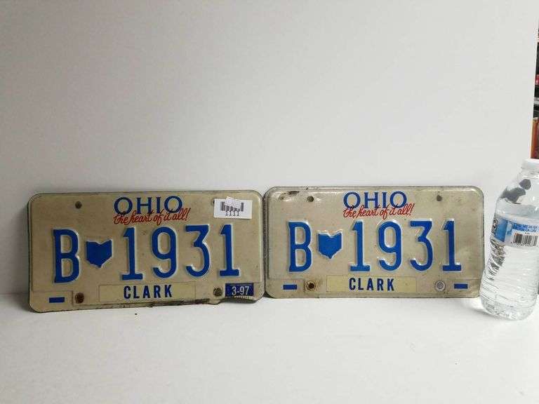 Pair of Ohio License Plates Clark County “B 1931” Personalized - Trice ...
