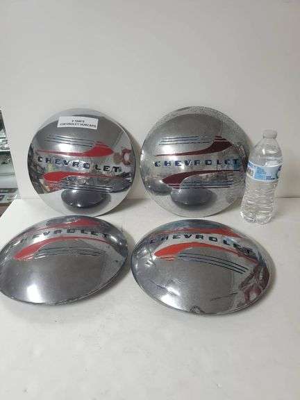 Set of 4 Chevrolet Branded Hubcaps With Red and Blue Accent Design ...