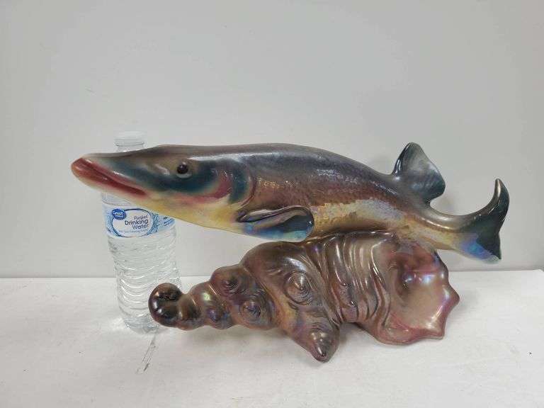 Colorful Fish Figurine on Decorative Seashell Base - Trice Auctions