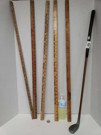 6 Piece Lot: Advertising Yardsticks and Golf Club - Trice Auctions
