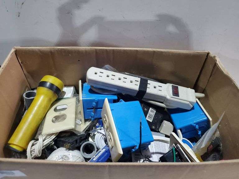 Lot of Miscellaneous Electrical and Hardware Items in Box - Trice Auctions