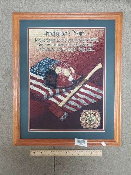 22×18 Inch Framed Firefighter’s Prayer Wall Hanging - Trice Auctions