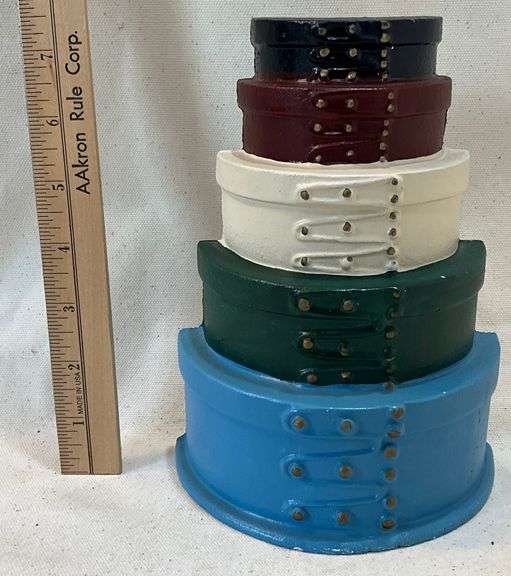 Cast Iron Stack of Shaker Boxes Doorstop - Trice Auctions