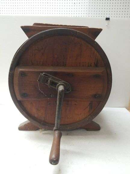 Hand-Crank Barrel-Style Butter Churn With Interior Paddles - Trice Auctions