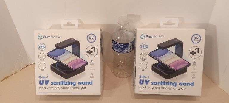 Two NEW Pure Mobile 2-in-1 UV Sanitizing Wand & Wireless Phone Charger ...