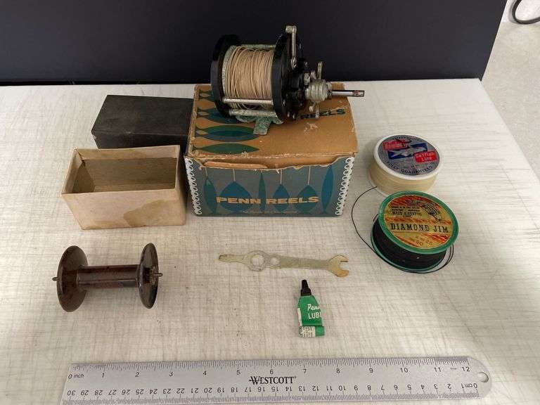 Vintage Penn Fishing Reel with 2 Types Fishing Line & Spool - Trice ...