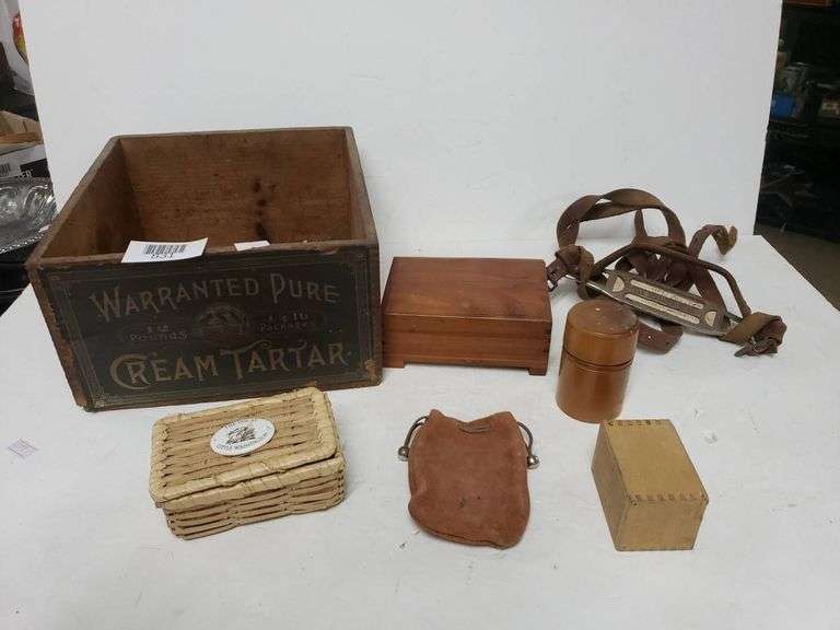 Assorted Lot Including Cream Tartar Box, Leather Strap, and ...