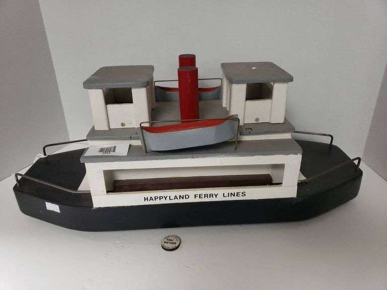 Model Toy Boat Featuring ‘Happyland Ferry Lines’ With Rolling Wheels ...
