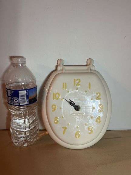Vintage “Johnny” Ceramic Toilet Seat Clock WORKS - Trice Auctions