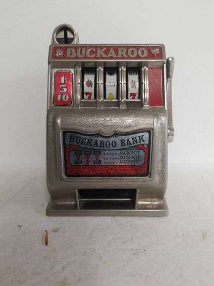 Buckaroo Bank Slot Machine Coin Bank with Jackpot Feature - Trice Auctions