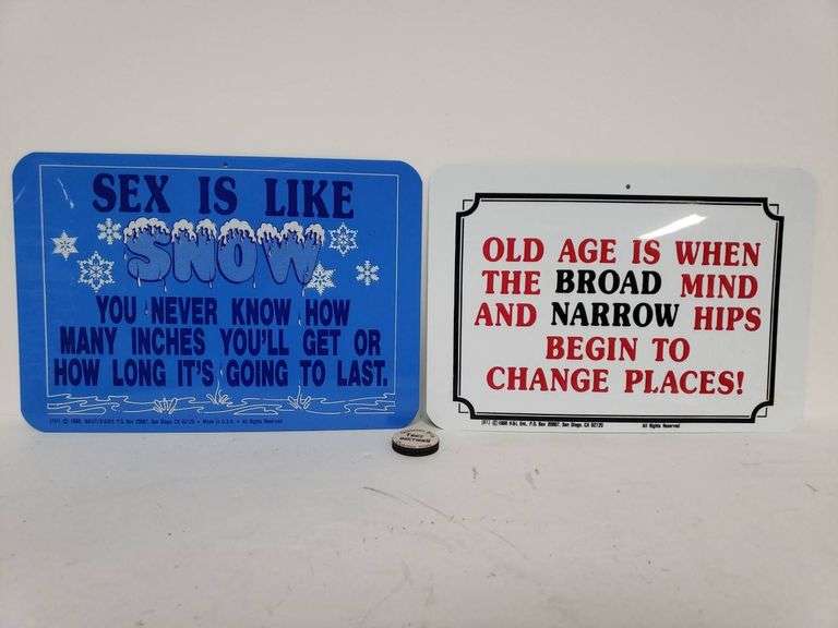 Pair of Humorous Metal Signs With Copyright Dates 1986 and 1988 - Trice ...