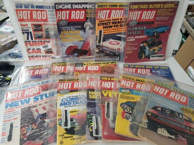Collection of Hot Rod Magazines with Automotive Themes, 1970s Era ...