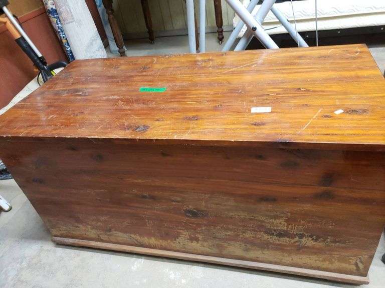 Rectangular Wooden Chest With Hinged Lid, 48″ x 23″ x 24″ - Trice Auctions