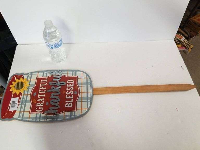 Decorative Garden Stake with Plaid Pattern and Inspirational Text ...