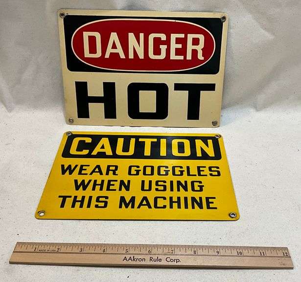 Vintage Heavy Steel Industrial Safety Signs w/ grommet corners - Trice ...