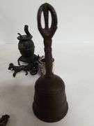 Collection of Metal Bells, Miniature Figurines, and Pewter Items ...